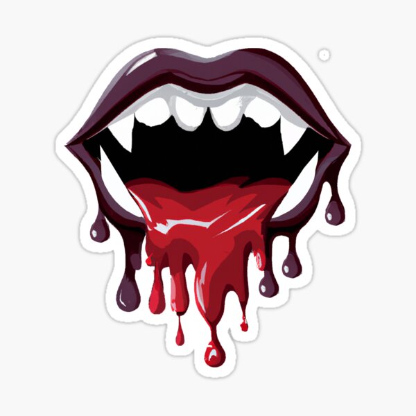 "Dripping vampire lips" Sticker for Sale by DynastyArt | Redbubble