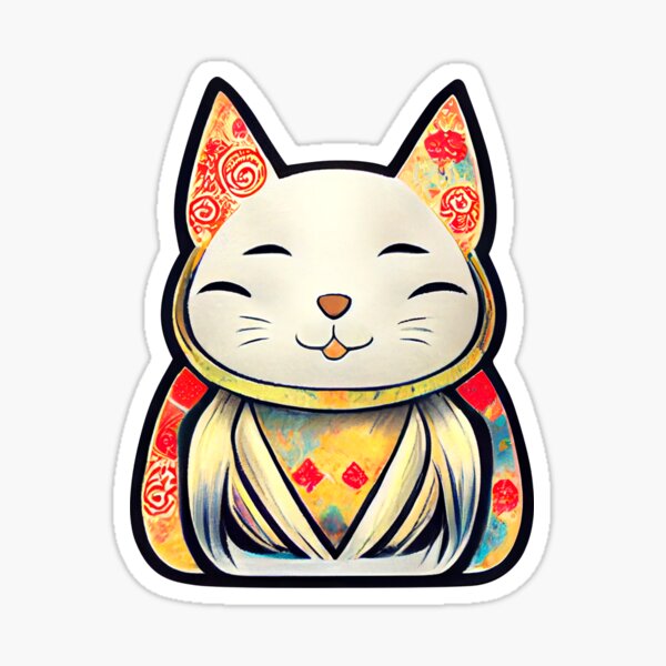 "A Maneki Neko Japanese lucky cat" Sticker for Sale by KOTOdesign ...