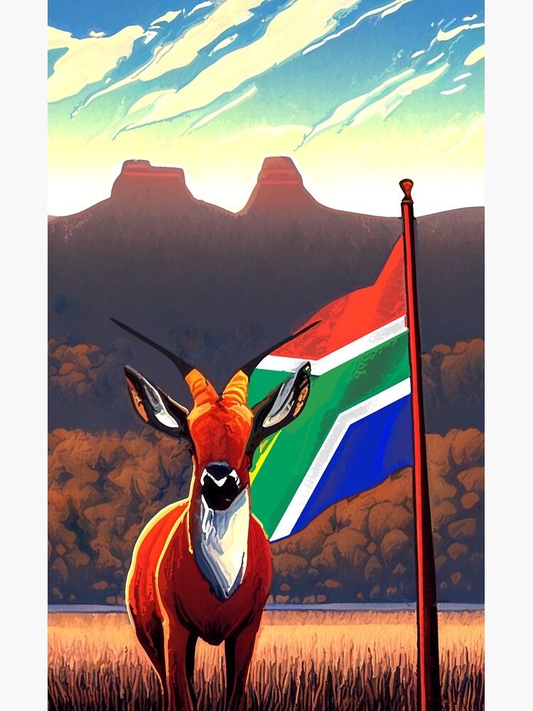 "South Africa springbok South African flag scene " Sticker for Sale by ...