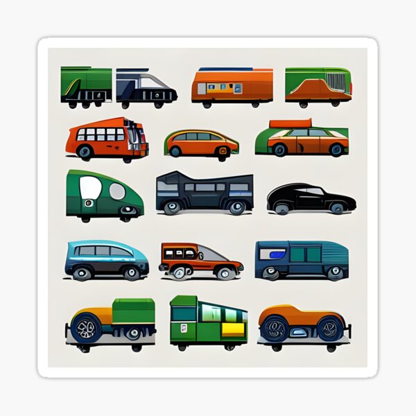 "Set of vehicles " Sticker for Sale by tungvtt | Redbubble