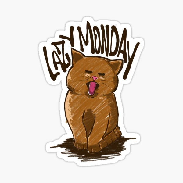 "LAZY CAT MONDAY" Sticker for Sale by happow | Redbubble