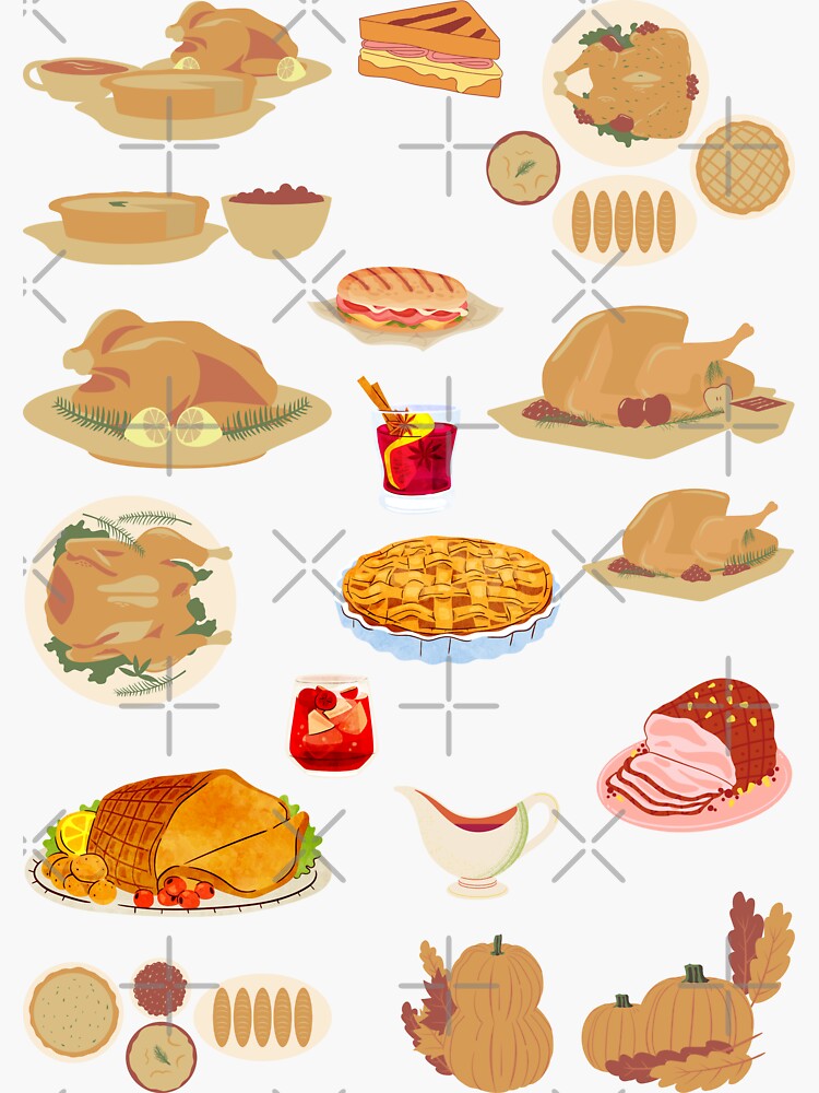 "Thanksgiving Foods - Dishes of a classic thanksgiving feast" Sticker ...