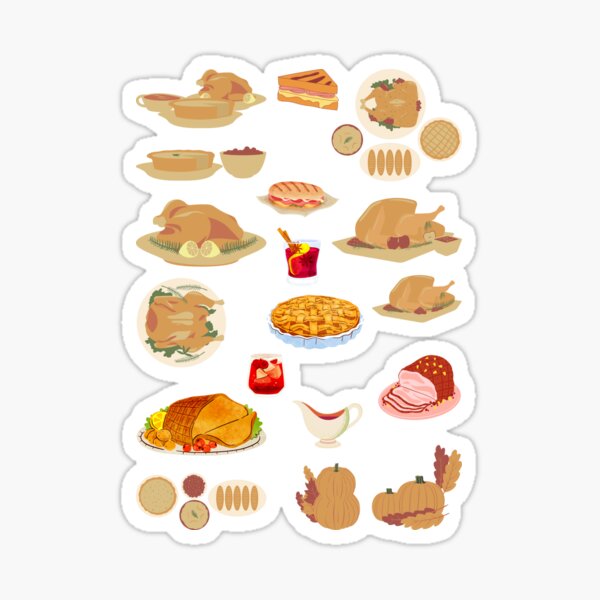 "Thanksgiving Foods - Dishes of a classic thanksgiving feast" Sticker ...