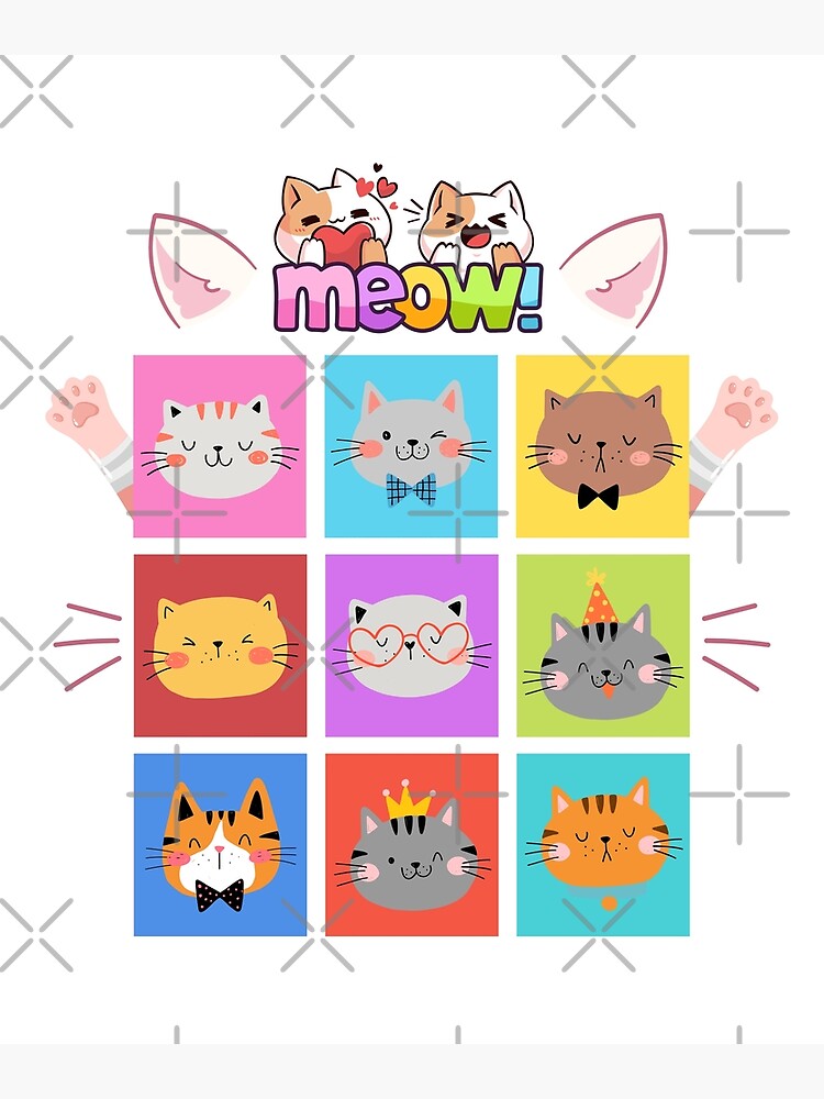 "Cute Meow Face" Poster for Sale by MG-art-Design | Redbubble