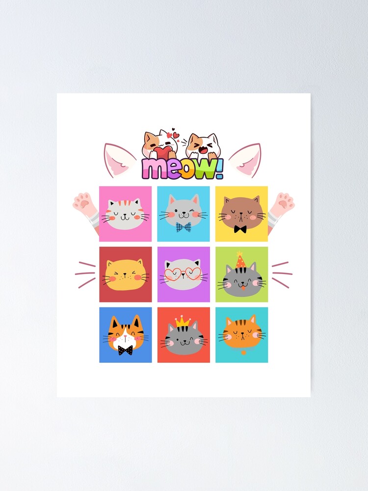 "Cute Meow Face" Poster for Sale by MG-art-Design | Redbubble