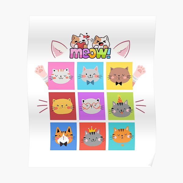 "Cute Meow Face" Poster for Sale by MG-art-Design | Redbubble