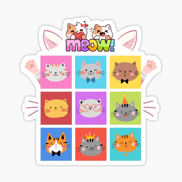 "Cute Meow Face" Sticker for Sale by MG-art-Design | Redbubble