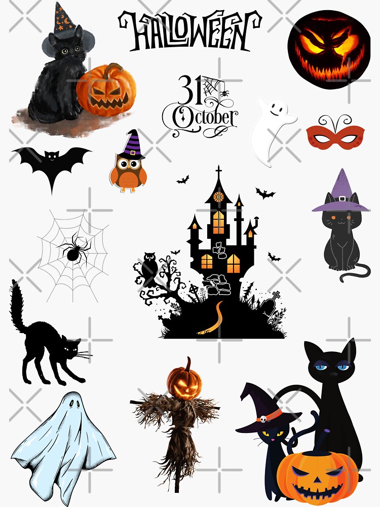 "Halloween theme sticker-set" Sticker for Sale by Silva-Sol | Redbubble