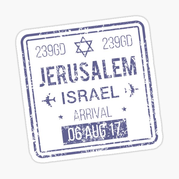 "Israel, Jerusalem - Passport Stamp" Sticker for Sale by Sejmen | Redbubble