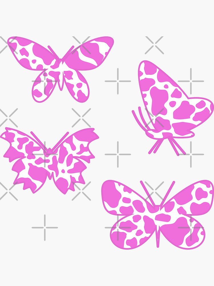 "Pink Cow Print Butterfly " Sticker for Sale by DesignsByAnane | Redbubble