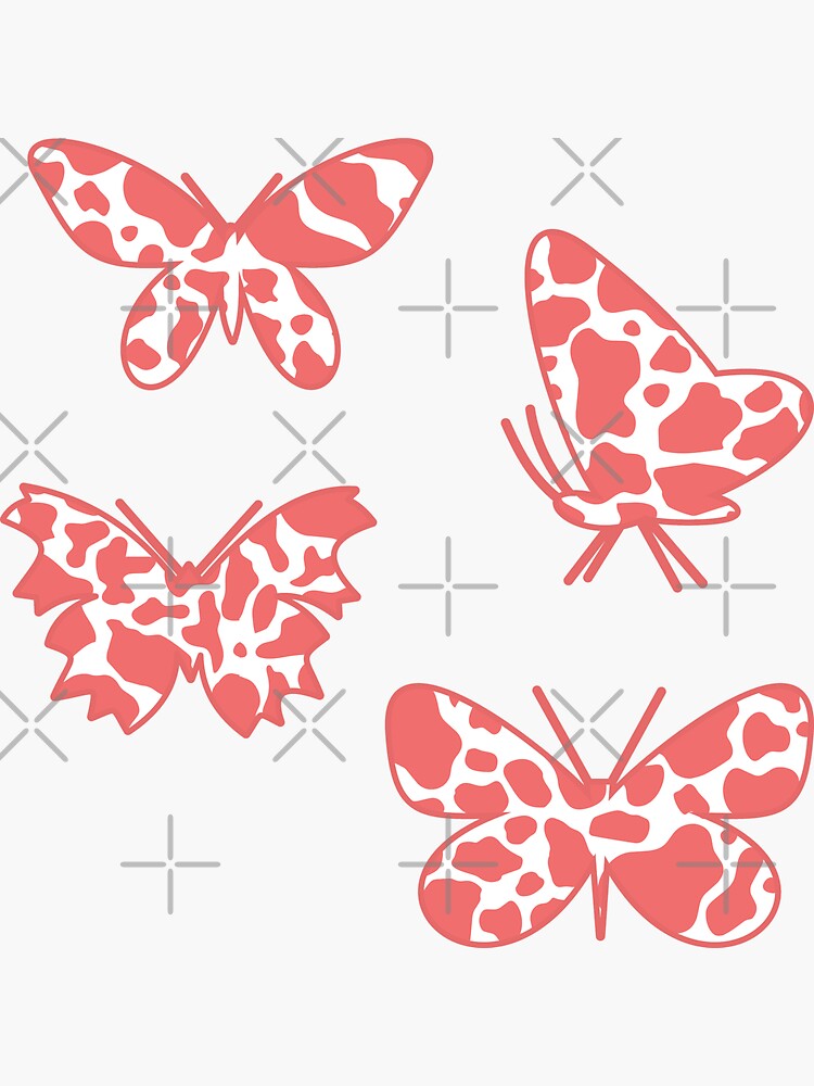 "Aesthetic Butterfly Cow Print Pattern" Sticker for Sale by ...