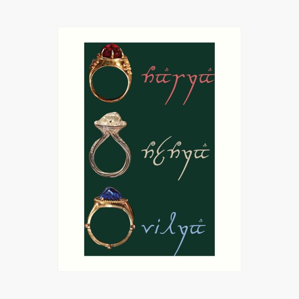 "Elven rings of power lotr lord of the rings narya nenya vilya galadriel" Art Print for Sale by ...