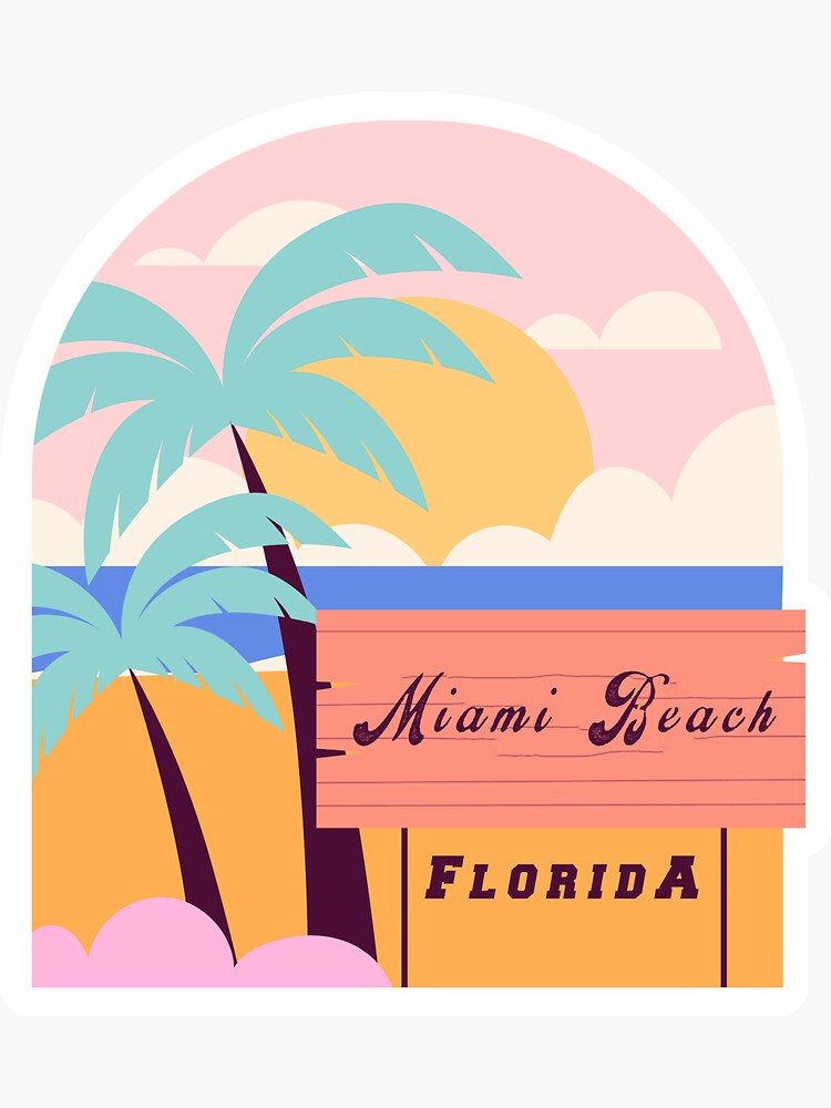 "Miami Beach Sunny Florida Surfing" Sticker for Sale by kubix81 | Redbubble