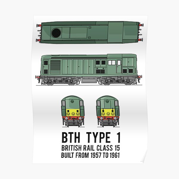 "British Railways Class 15 BTH Type 1 Locomotive Diagram Gift" Poster ...