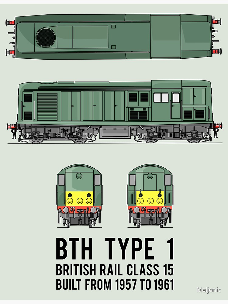 "British Railways Class 15 BTH Type 1 Locomotive Diagram Gift" Sticker ...