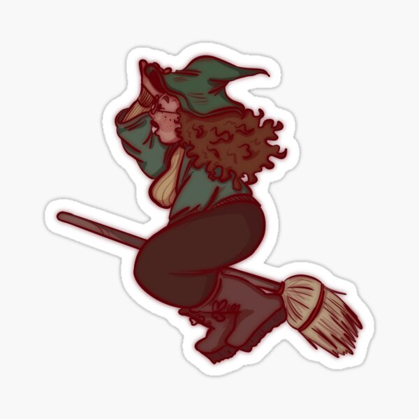 "Halloween Witch On a Broom " Sticker for Sale by Grzybsko | Redbubble