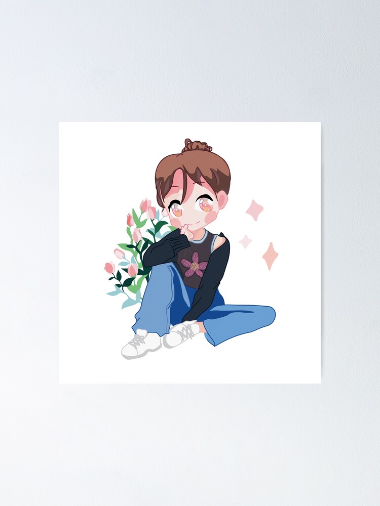 "Chibi Girl With Flowers" Poster for Sale by digital-atlas | Redbubble
