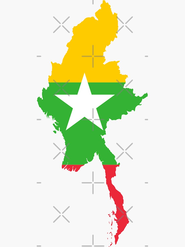 "Flag map of Myanmar" Sticker for Sale by mo91 | Redbubble