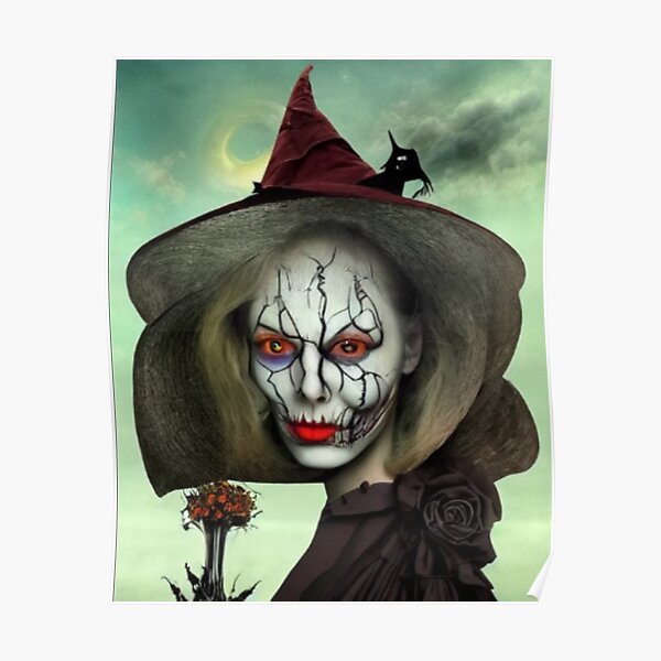 "halloween witch theme surrealist art in the styles of igor morski, jim ...