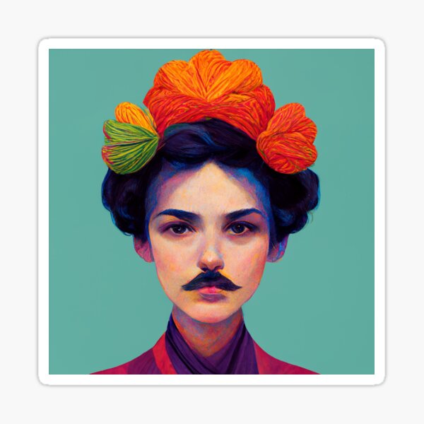 "Frida Kahlo with a mustache" Sticker for Sale by BraveFellow | Redbubble