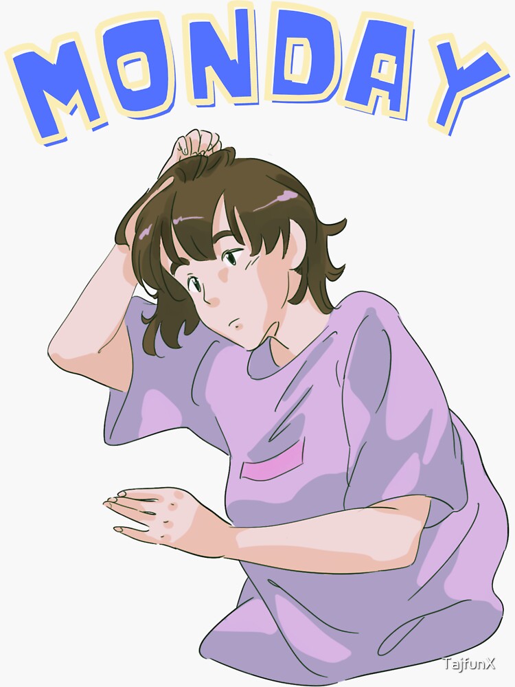 "Monday Anime Day of the Week" Sticker for Sale by TajfunX | Redbubble