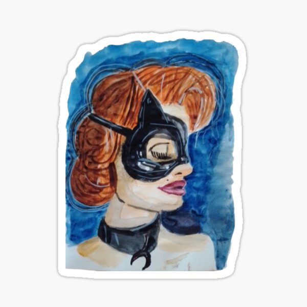 "Woman Wearing Cat Mask" Sticker for Sale by mila-ola | Redbubble