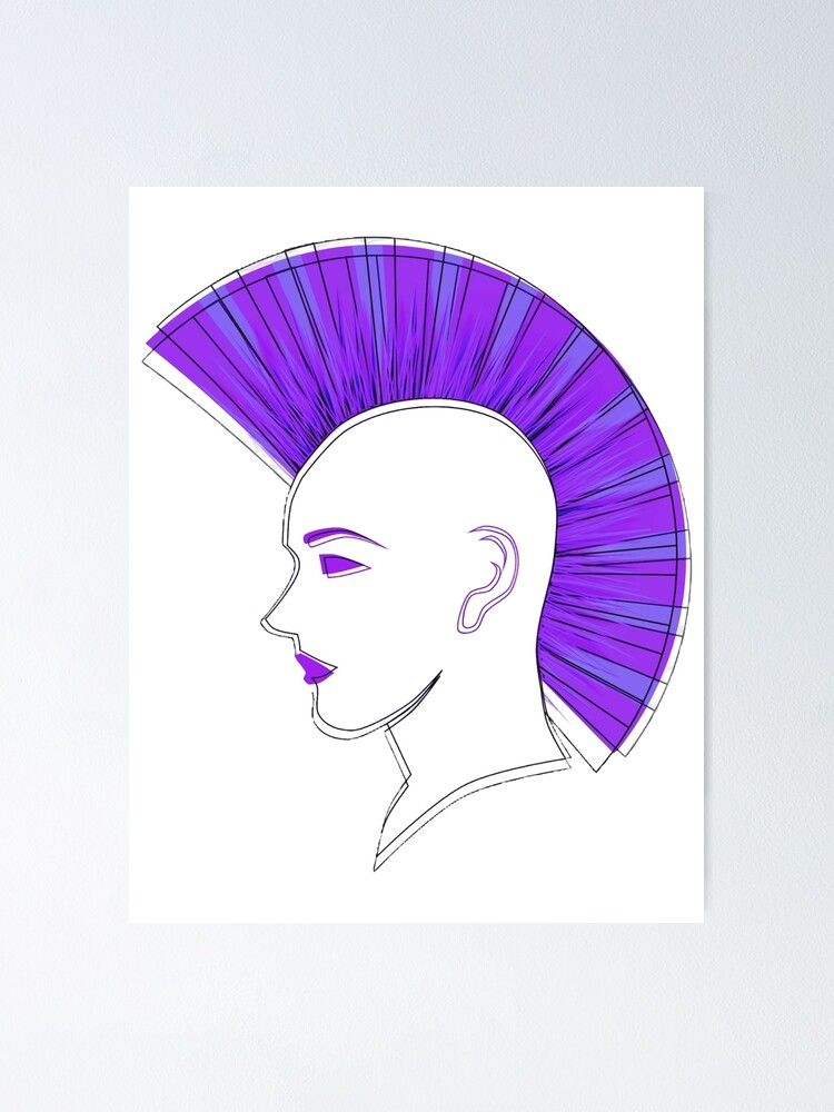 "Silhouette with Purple Mohawk, Unusual Hairstyle" Poster for Sale by ...