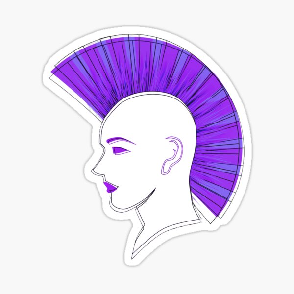 "Silhouette with Purple Mohawk, Unusual Hairstyle" Sticker for Sale by ...