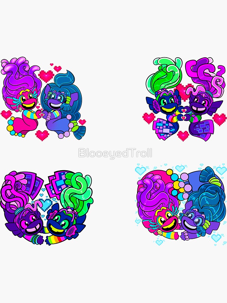 "Chibi Techno Trolls" Sticker for Sale by BlooeyedTroll | Redbubble