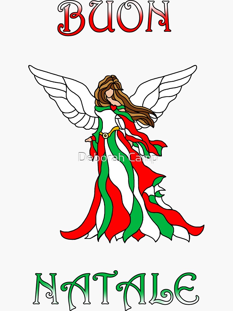 " Buon Natale Stained Glass Italian Christmas Angel" Sticker for Sale ...