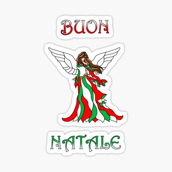 " Buon Natale Stained Glass Italian Christmas Angel" Sticker for Sale ...
