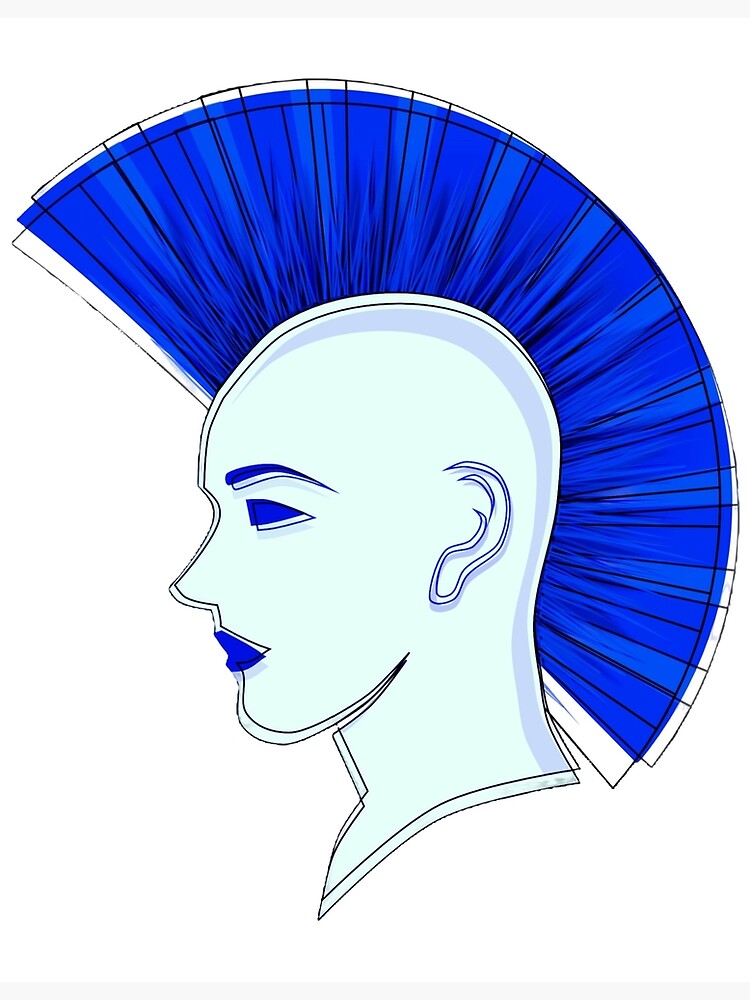 "Silhouette with Blue Mohawk, Unusual Hairstyle" Poster for Sale by ...