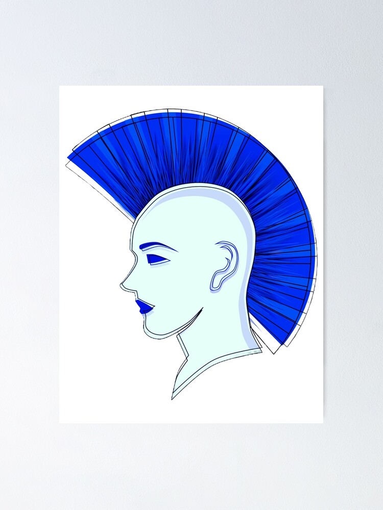 "Silhouette with Blue Mohawk, Unusual Hairstyle" Poster for Sale by ...