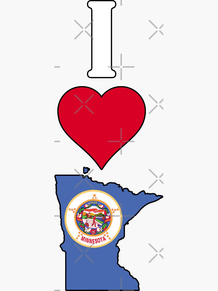 "I Love Minnesota Vertical I Heart Minnesota State Flag Map" Sticker ...