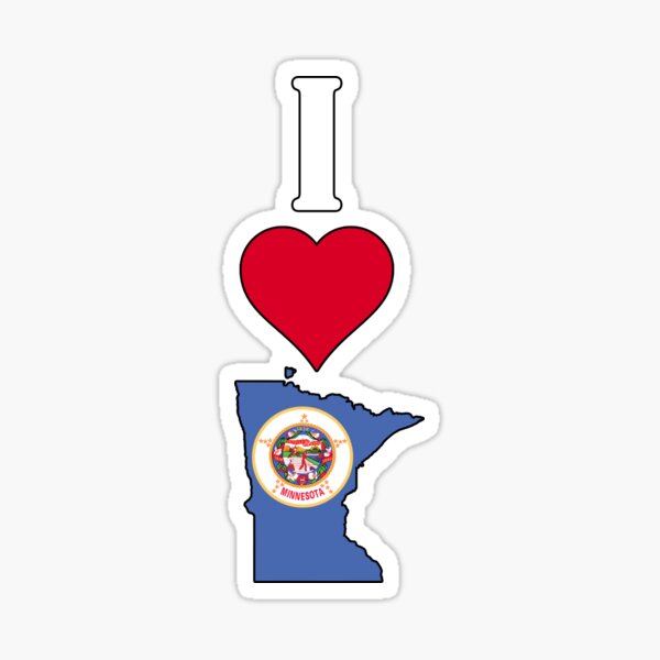 "I Love Minnesota Vertical I Heart Minnesota State Flag Map" Sticker ...