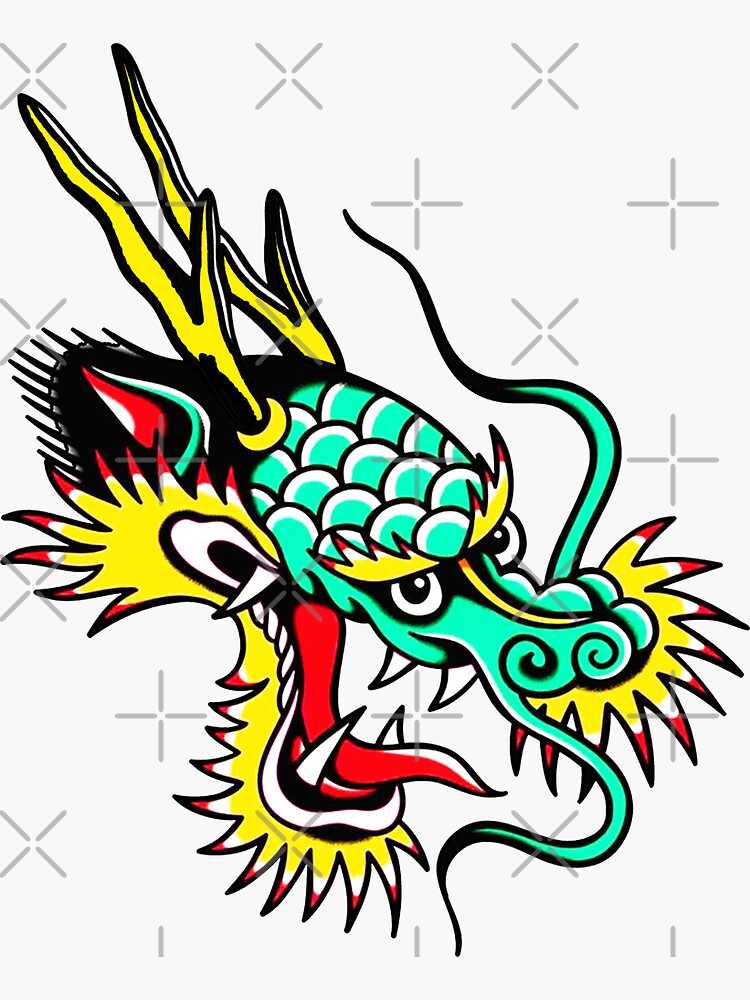 "Traditional Japanese Dragon Head Tattoo" Sticker for Sale by Cesarcali ...