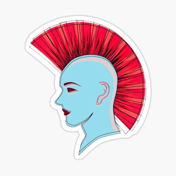 "Silhouette with Red Mohawk, Unusual Hairstyle" Sticker for Sale by ...