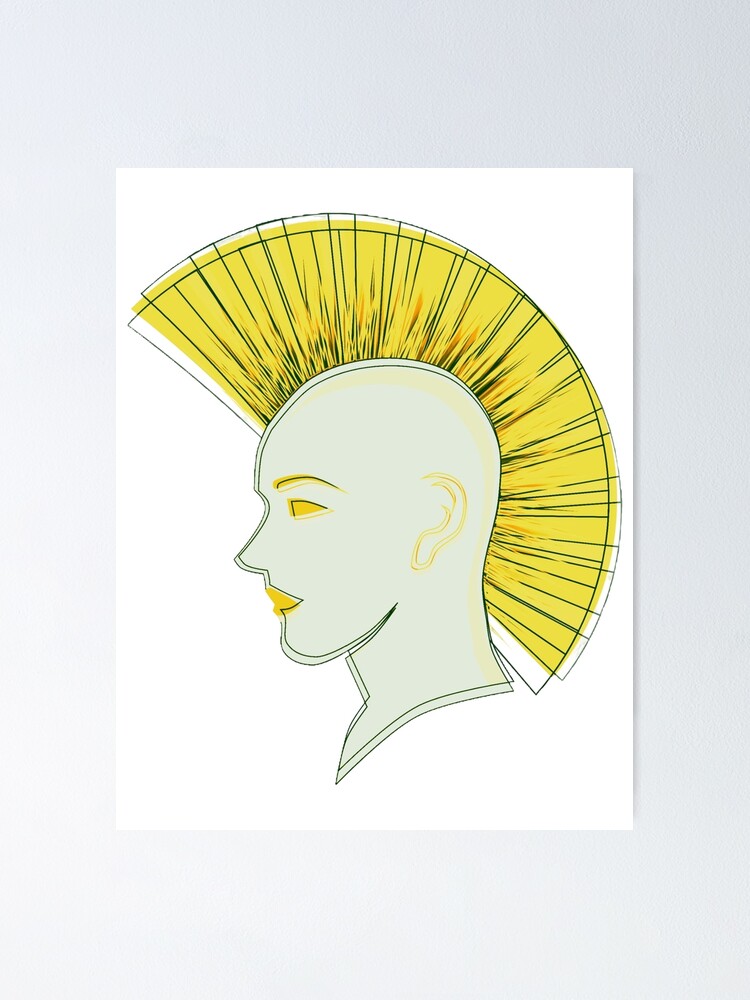 "Silhouette with Yellow Mohawk, Unusual Hairstyle" Poster for Sale by ...