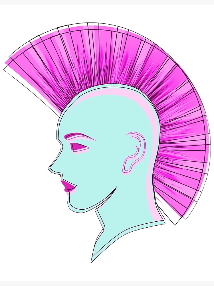 "Silhouette with Pink Mohawk, Unusual Hairstyle" Poster for Sale by ...