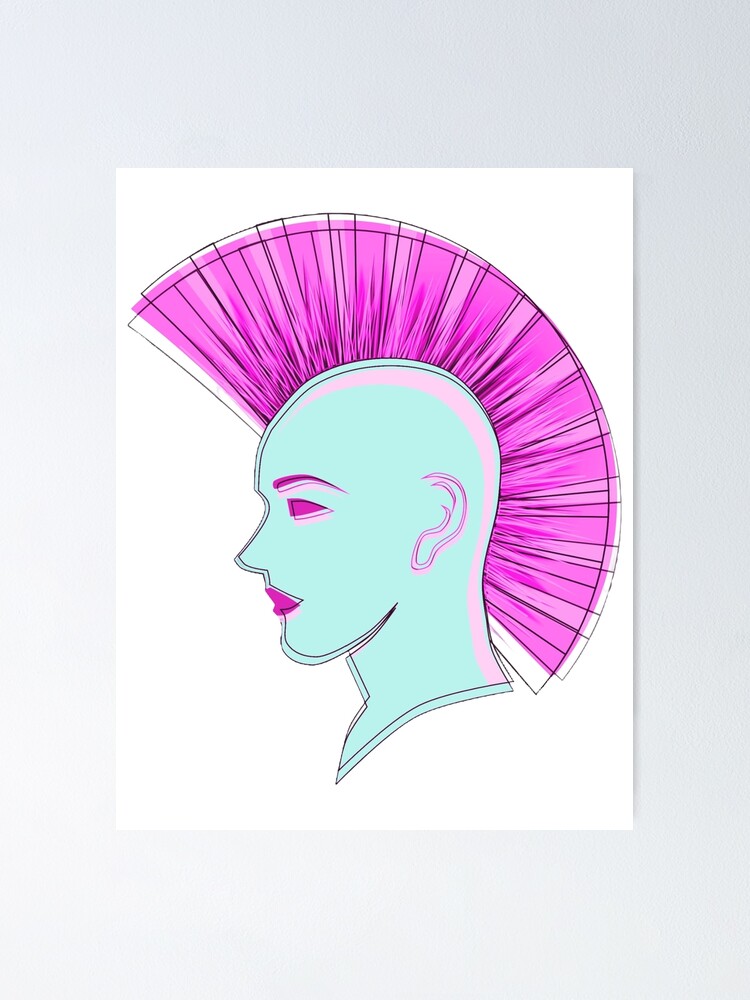 "Silhouette with Pink Mohawk, Unusual Hairstyle" Poster for Sale by ...