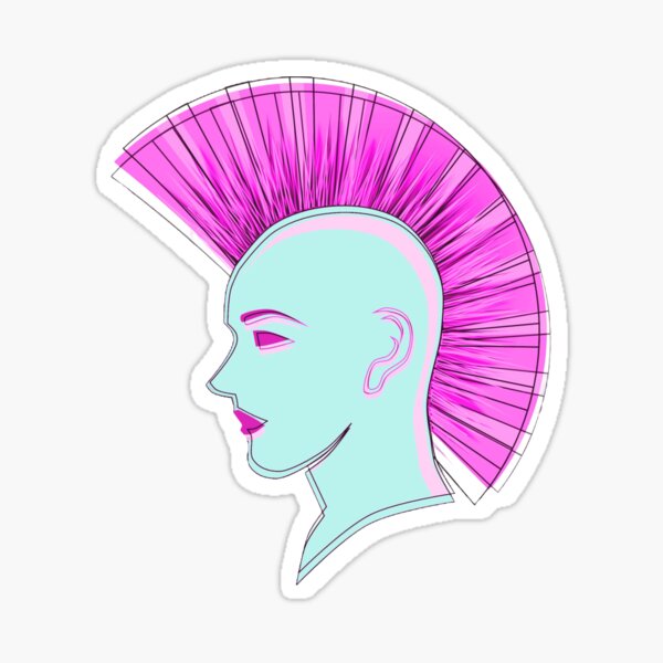 "Silhouette with Pink Mohawk, Unusual Hairstyle" Sticker for Sale by ...