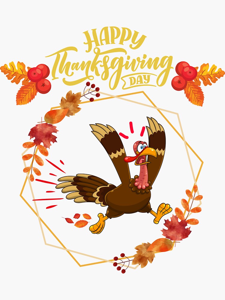 "happy thanksgiving day funny turkey " Sticker for Sale by FunnyArtisan ...