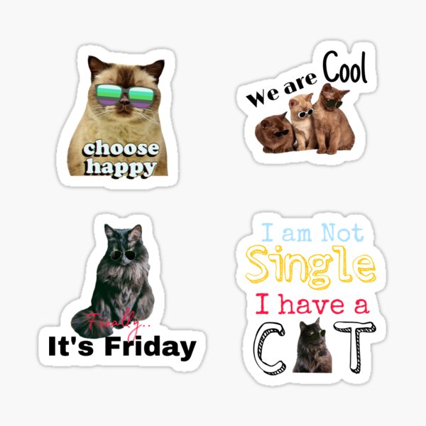 "Cat Stickers pack " Sticker for Sale by CatwithSpecs | Redbubble