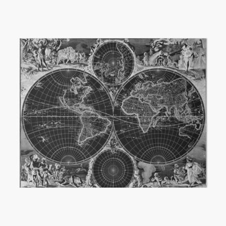 "Black and White World Map (1670) Inverse" Art Board Print for Sale by ...