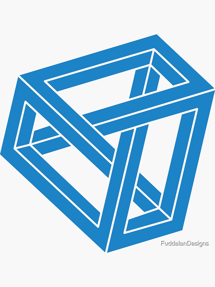 "Trickonometry Puzzle Me This Blue Polygon Optical Illusion" Sticker for Sale by FuddalanDesigns ...