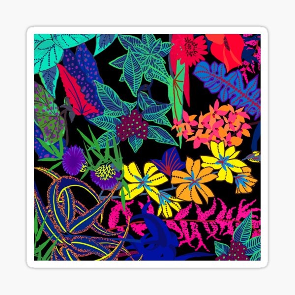"Bright Bold Florals, 1914 - Vintage (Dark Neon)" Sticker for Sale by ...