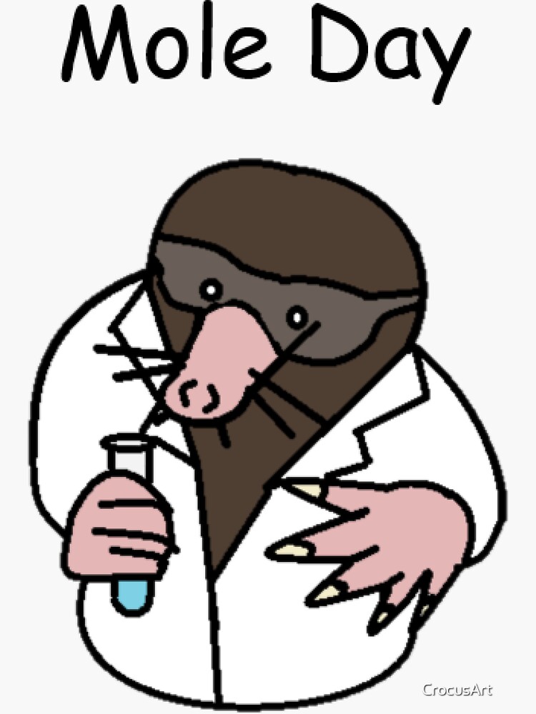 "Mole Day Mole Chemist" Sticker for Sale by CrocusArt | Redbubble