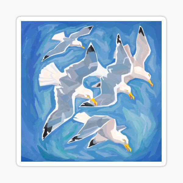 "Five Flying Gulls, 1920 - Vintage" Sticker for Sale by Sarah-Leonard ...