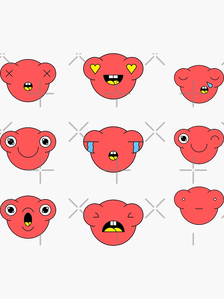 "red funcky cute frog sticker set" Sticker for Sale by hollywood37 ...