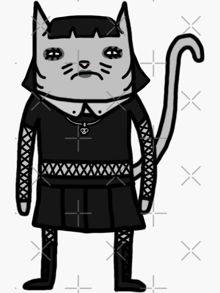 "Sad Cat Goth Girl" Sticker for Sale by JSGB | Redbubble